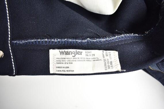 1980-90's Wrangler Solid Navy Blue Polyester Flat Fro… - Gem