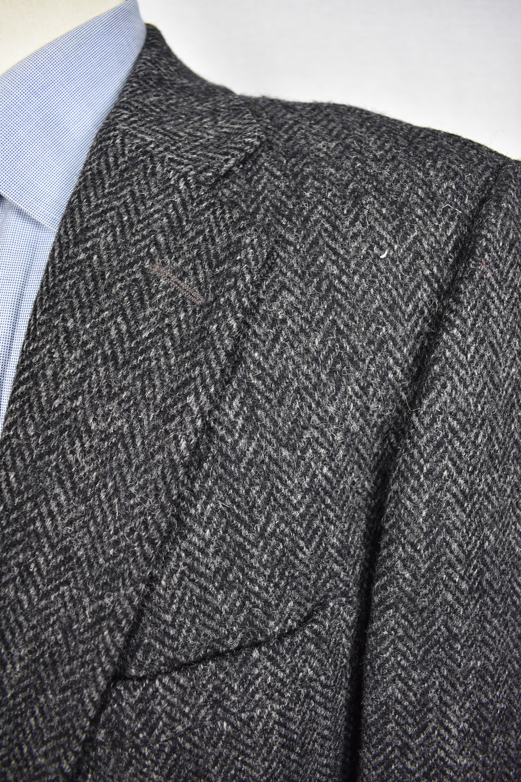 Harris Tweed "fashion Bar" Dark Gray Herringbone Two Button Sport Coat ...