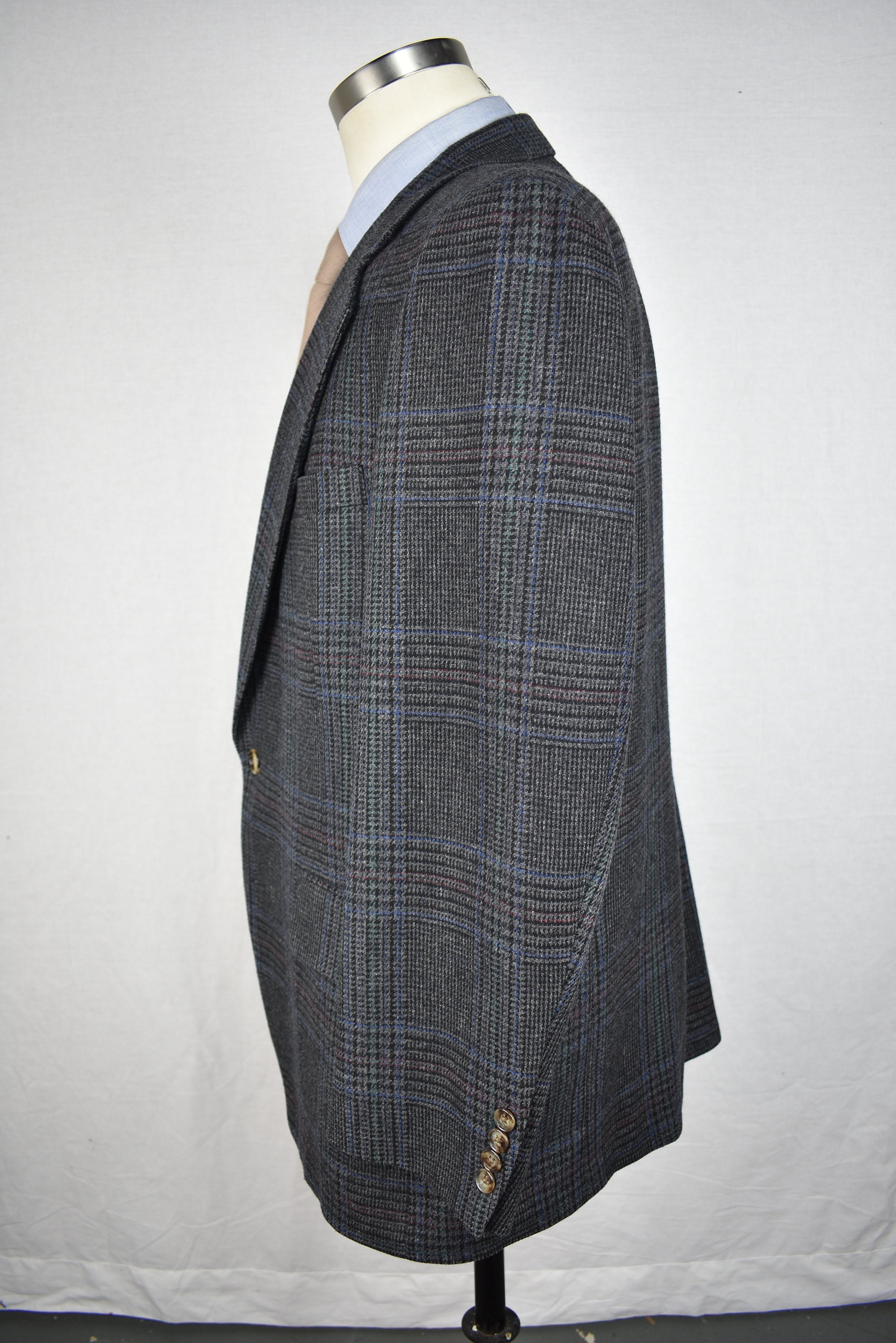 Warren Sewell Dark Gray Glen Check Wool Two Button Sport Coat Size: 42R ...