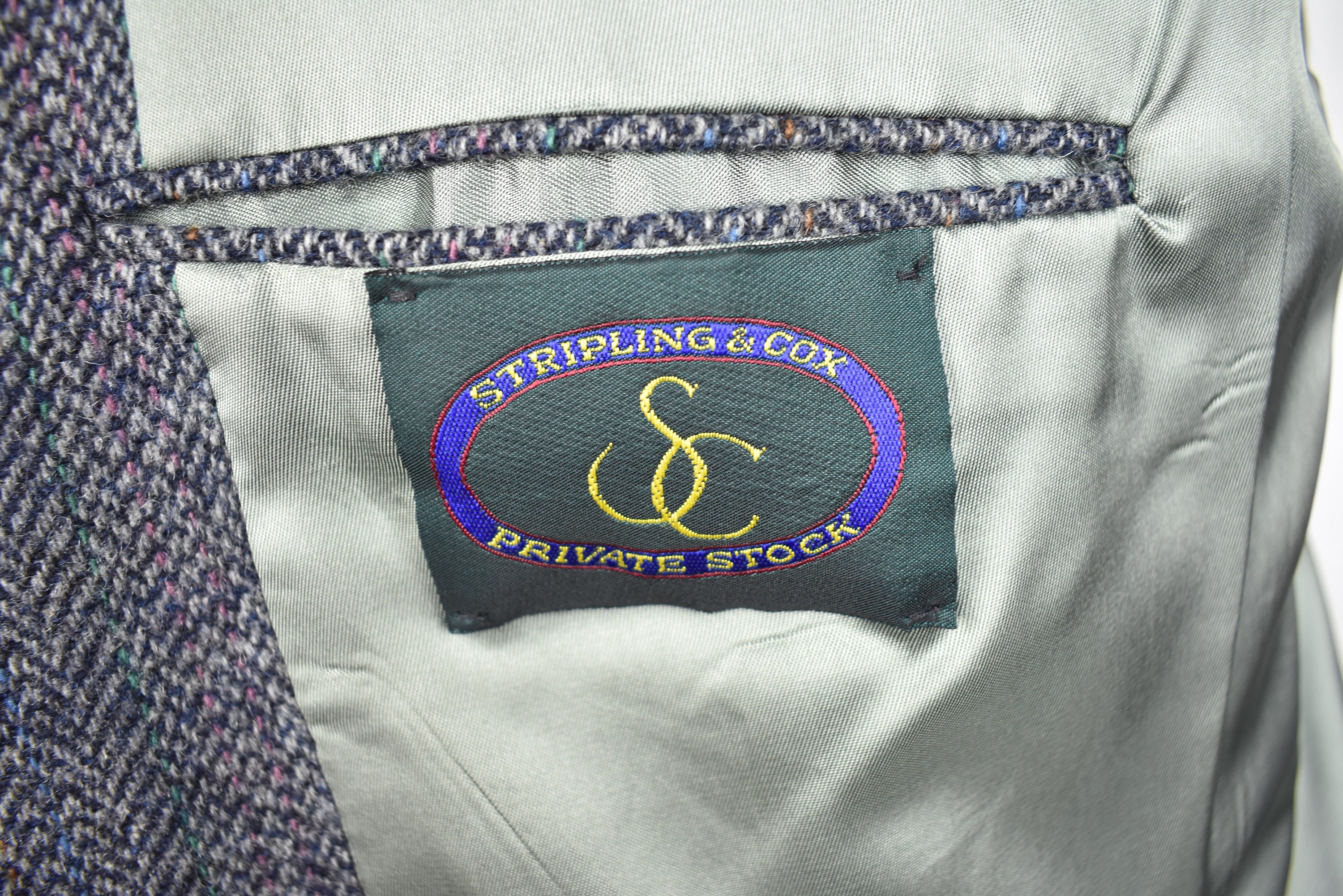 Stripling & Cox Blue/gray Herringbone Striped Wool Two Button Sport ...