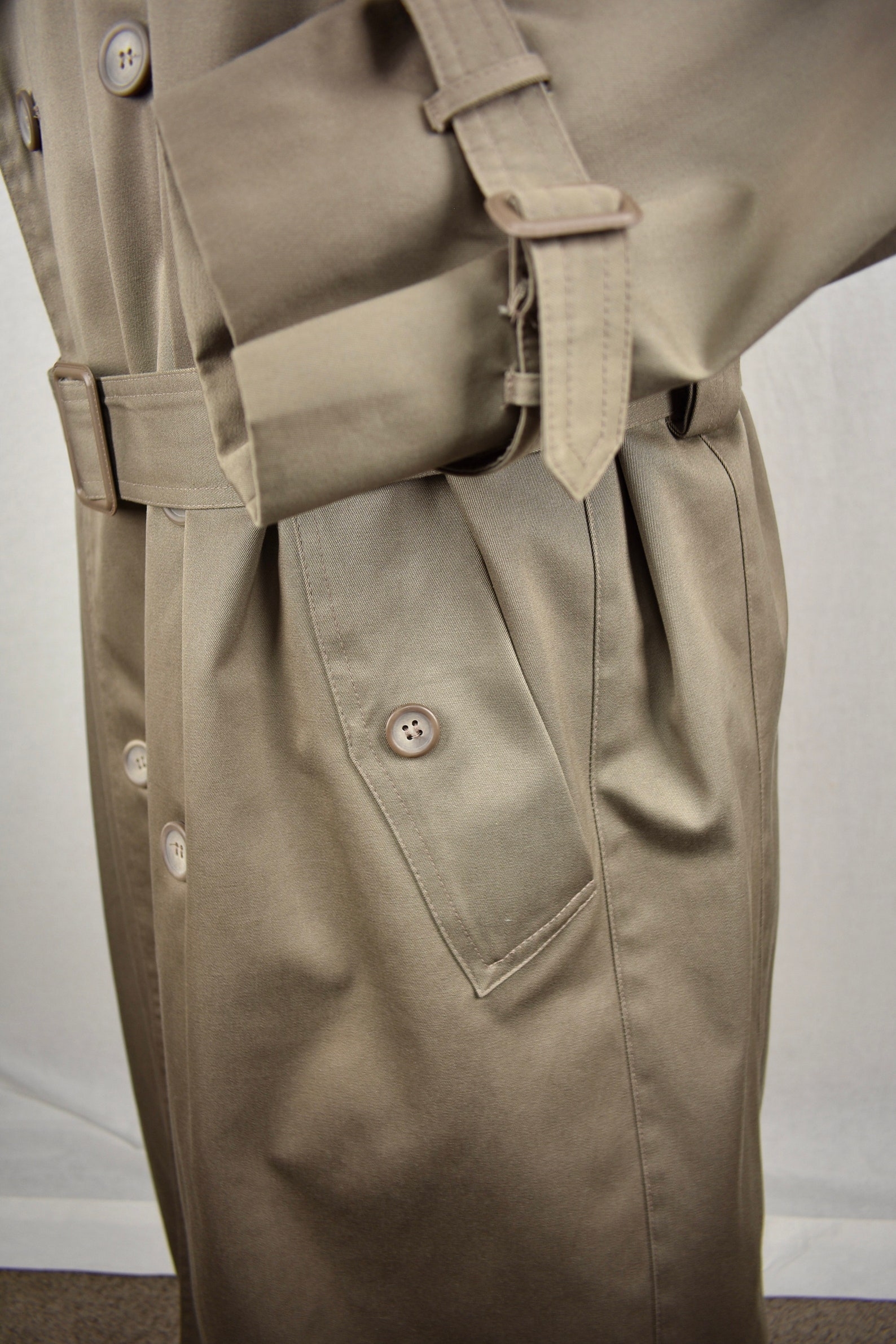 Charles Klein Solid Brown Cotton/poly Blend Double Breasted Trench Coat ...