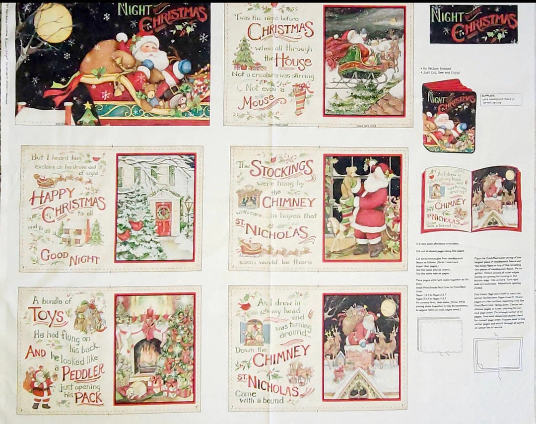 The Night Before Christmas and Other Holiday Fabric Book Panels - Etsy