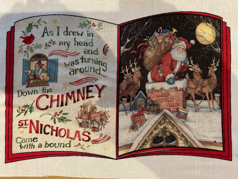 The Night Before Christmas Fabric Book Panel by Susan Winget. - Etsy