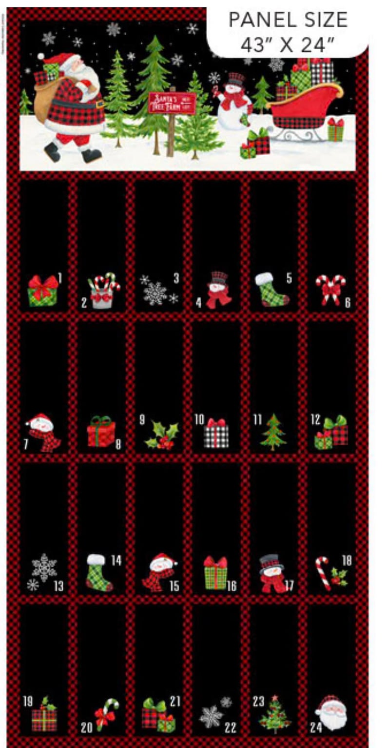 Vintage Christmas Advent Calendar and Door Fabric Panels. - Etsy