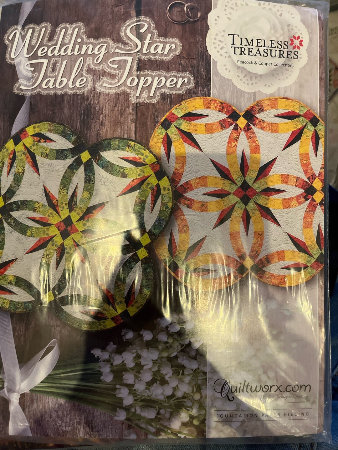 Wedding Star Table Topper Quilt Pattern - Foundation Piecing by Judy ...