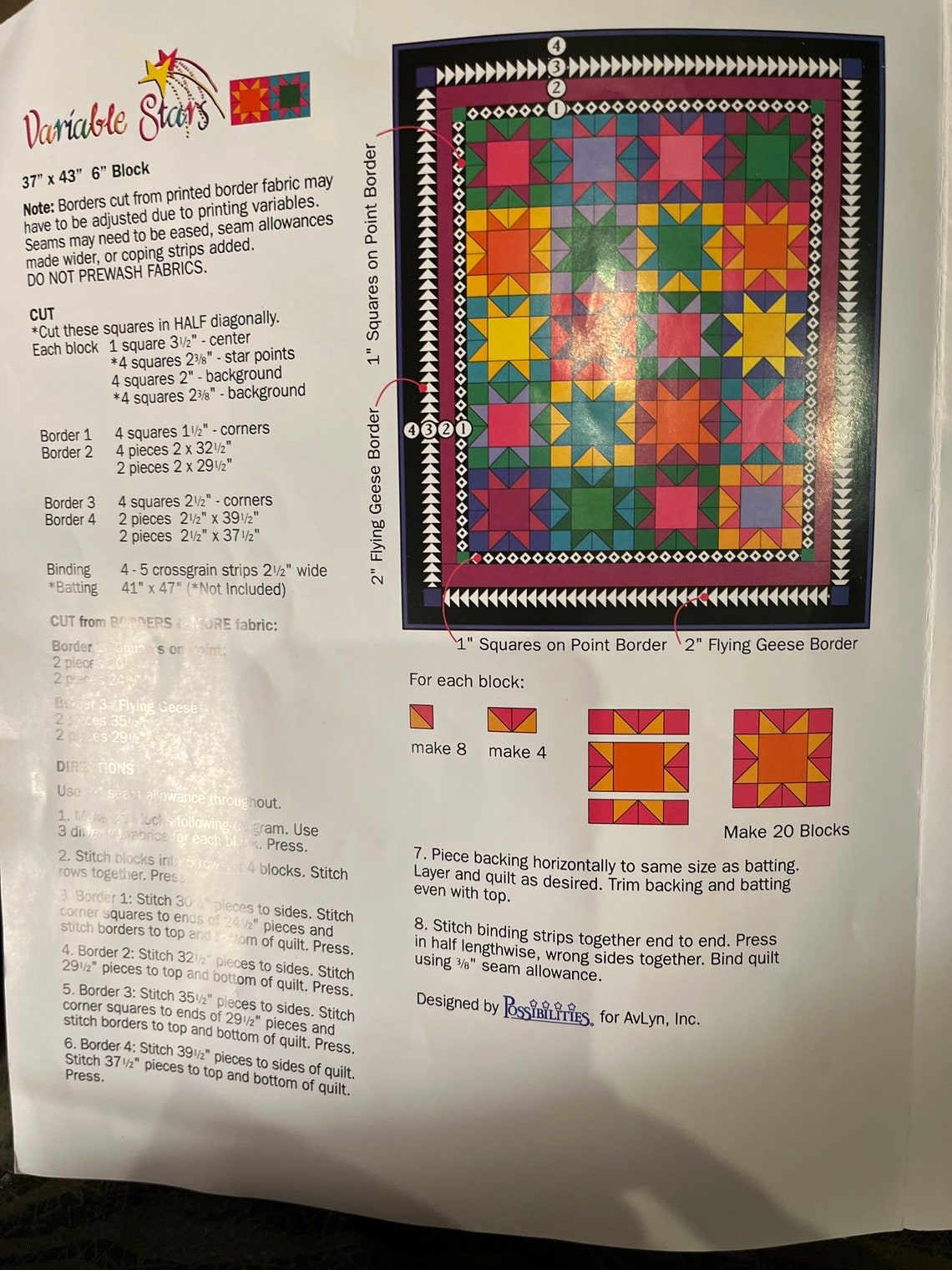 Variable Stars Quilt Kit Designed by Possibilities for Avlyn - Etsy