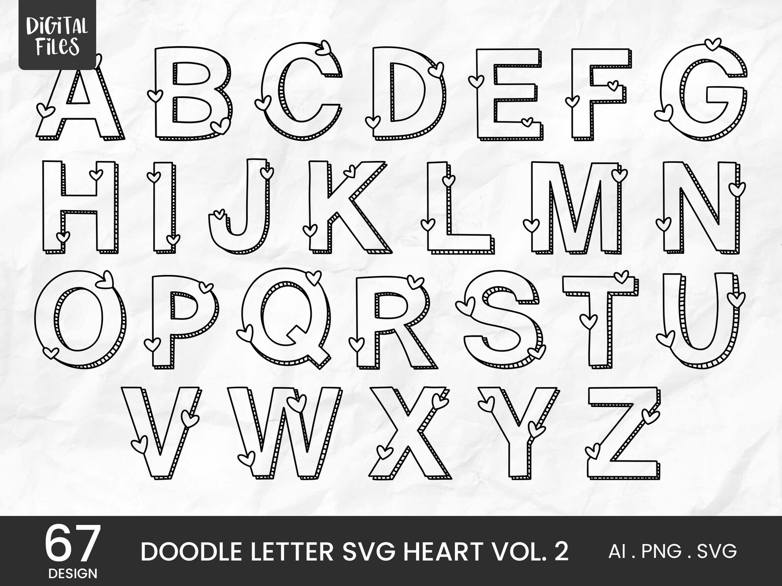 Doodle Alphabet Png, Svg, Doodle Letters Heart Png, Hand Drawn Letter ...