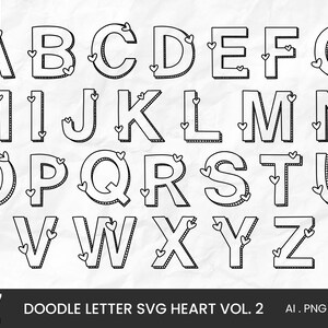 Doodle Alphabet Png, Svg, Doodle Letters Heart Png, Hand Drawn Letter ...
