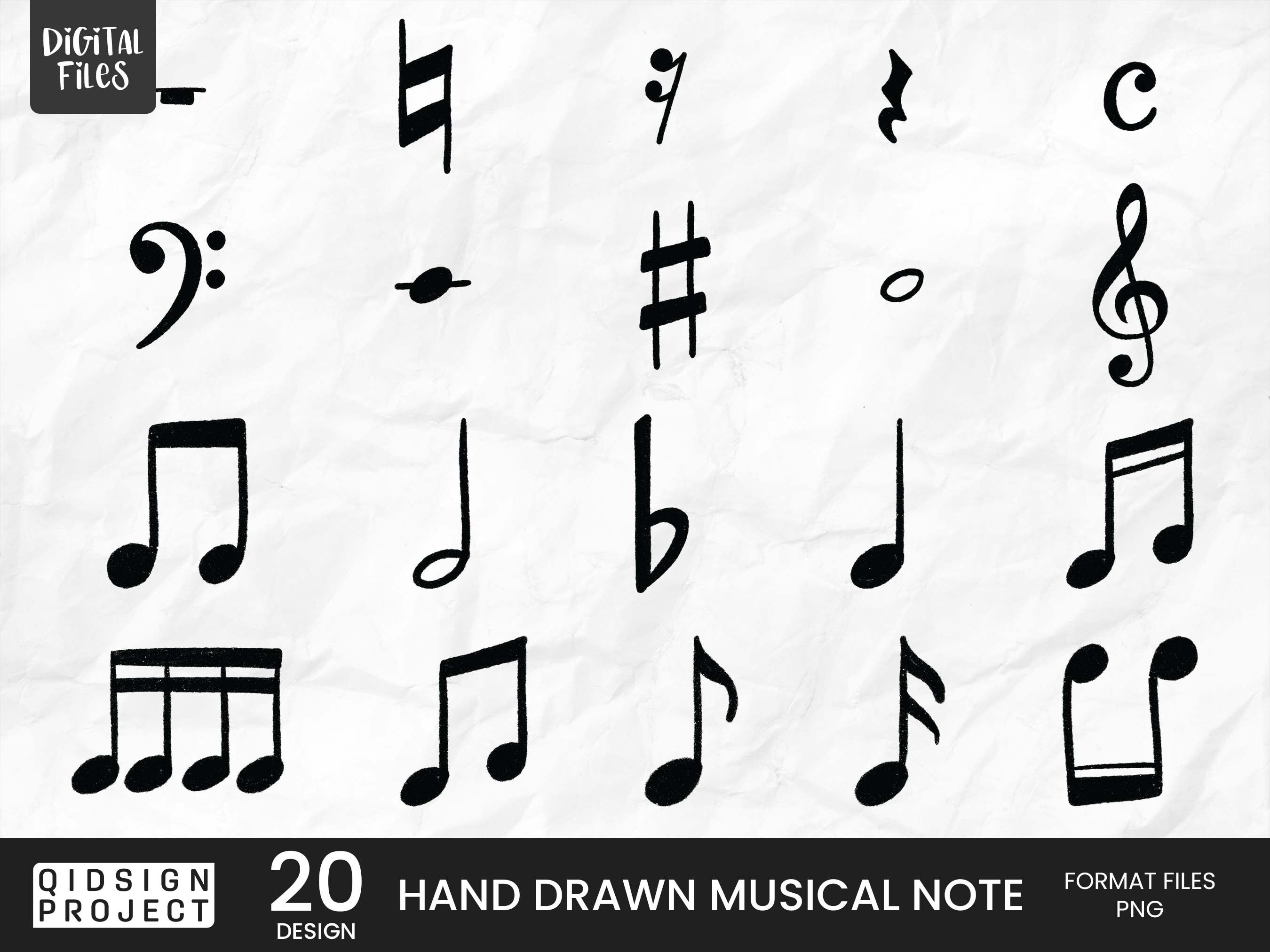 20 Hand Drawn Musical Note - Etsy