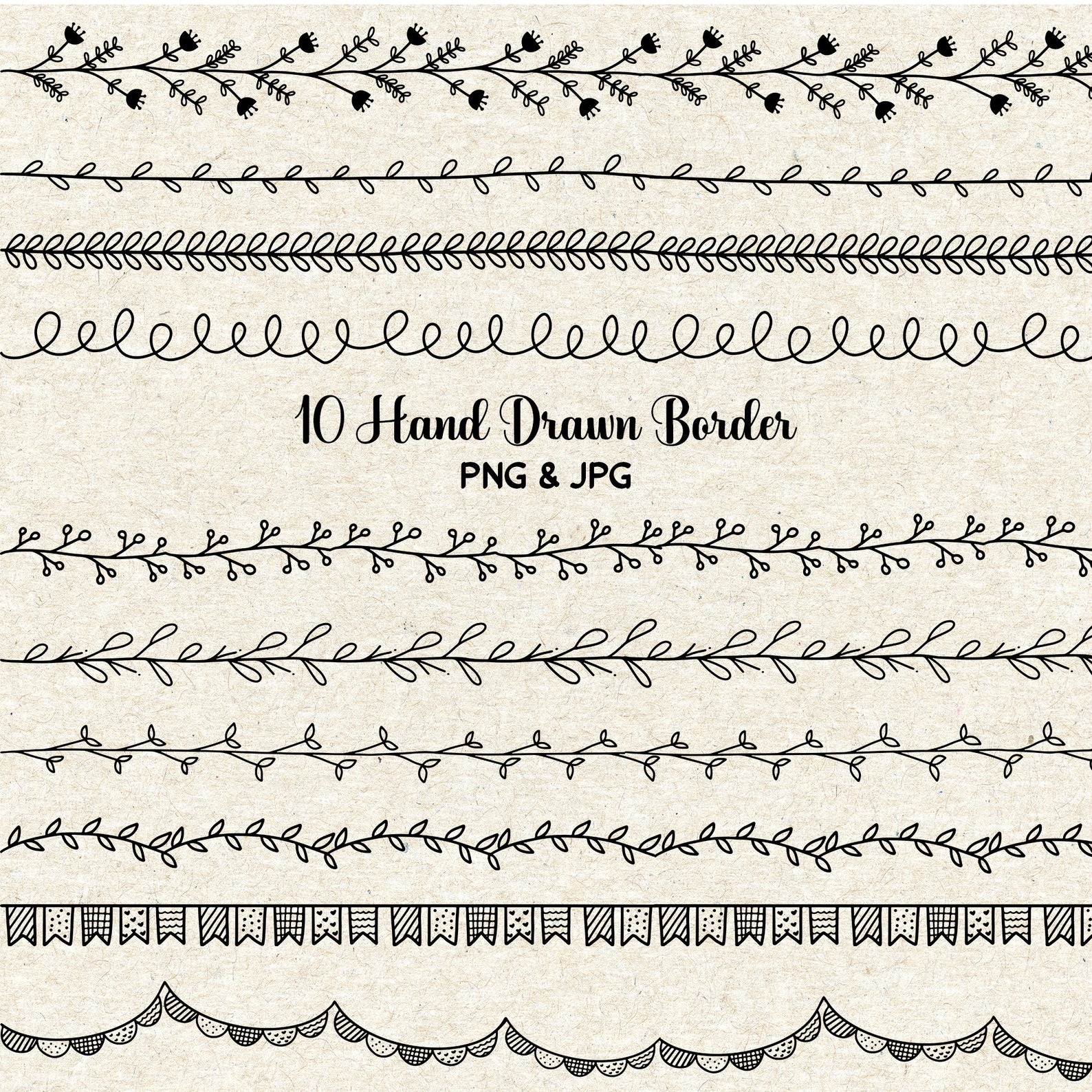 Hand Drawn Border, Doodle Border, Scrapbook Embellish, Invitation ...