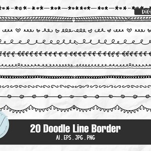 20 Doodle Line Border, Decorative Elements, Scrapbook Embellish ...