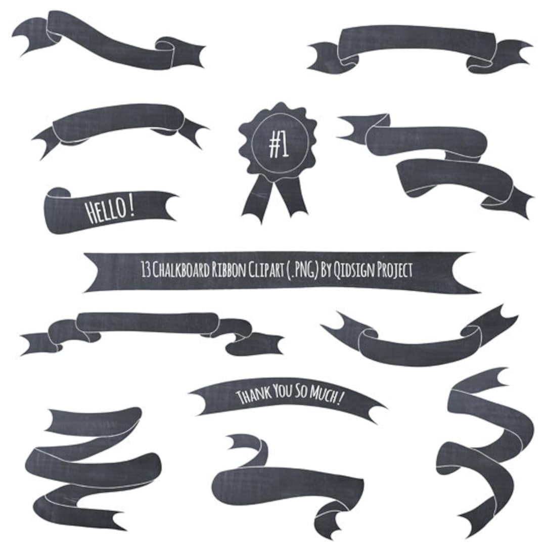 Chalkboard Ribbon Clipart Chalkboard Banners for Scrapbooking ...