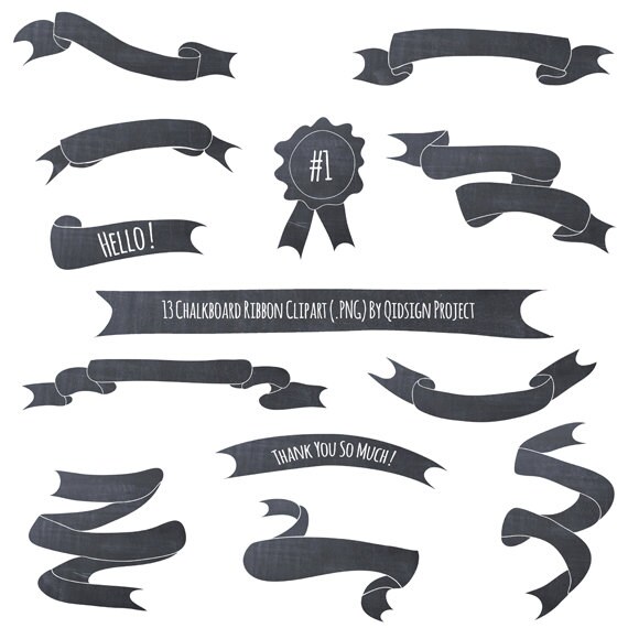 Chalkboard Ribbon Clipart Chalkboard Banners for Scrapbooking ...