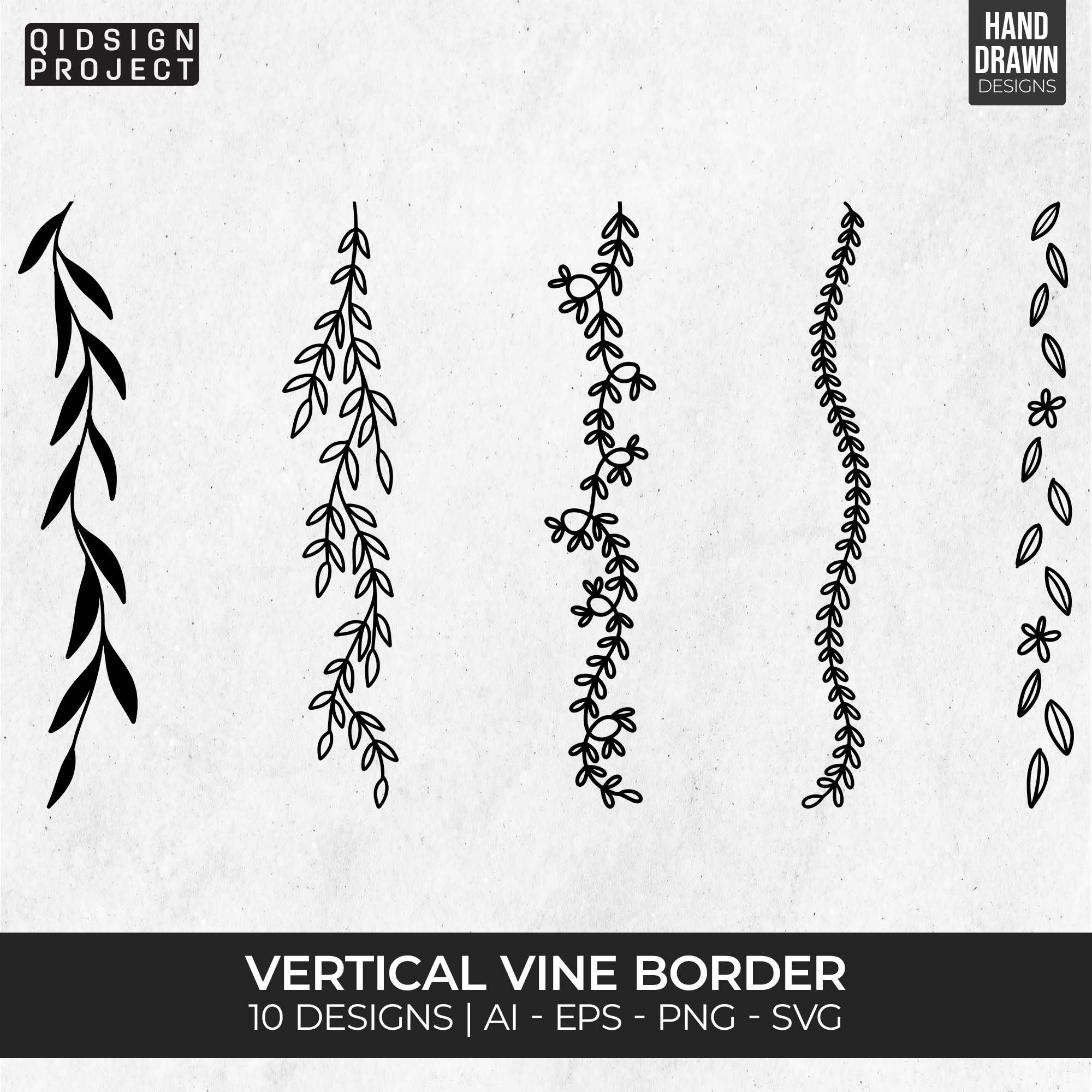 10 Vertical Vine Border, Floral Vine Border, Decorative Element, Flower ...