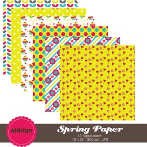 Floral, Dots and Chevron Digital Paper Pack, Great for Scrapbooking ...