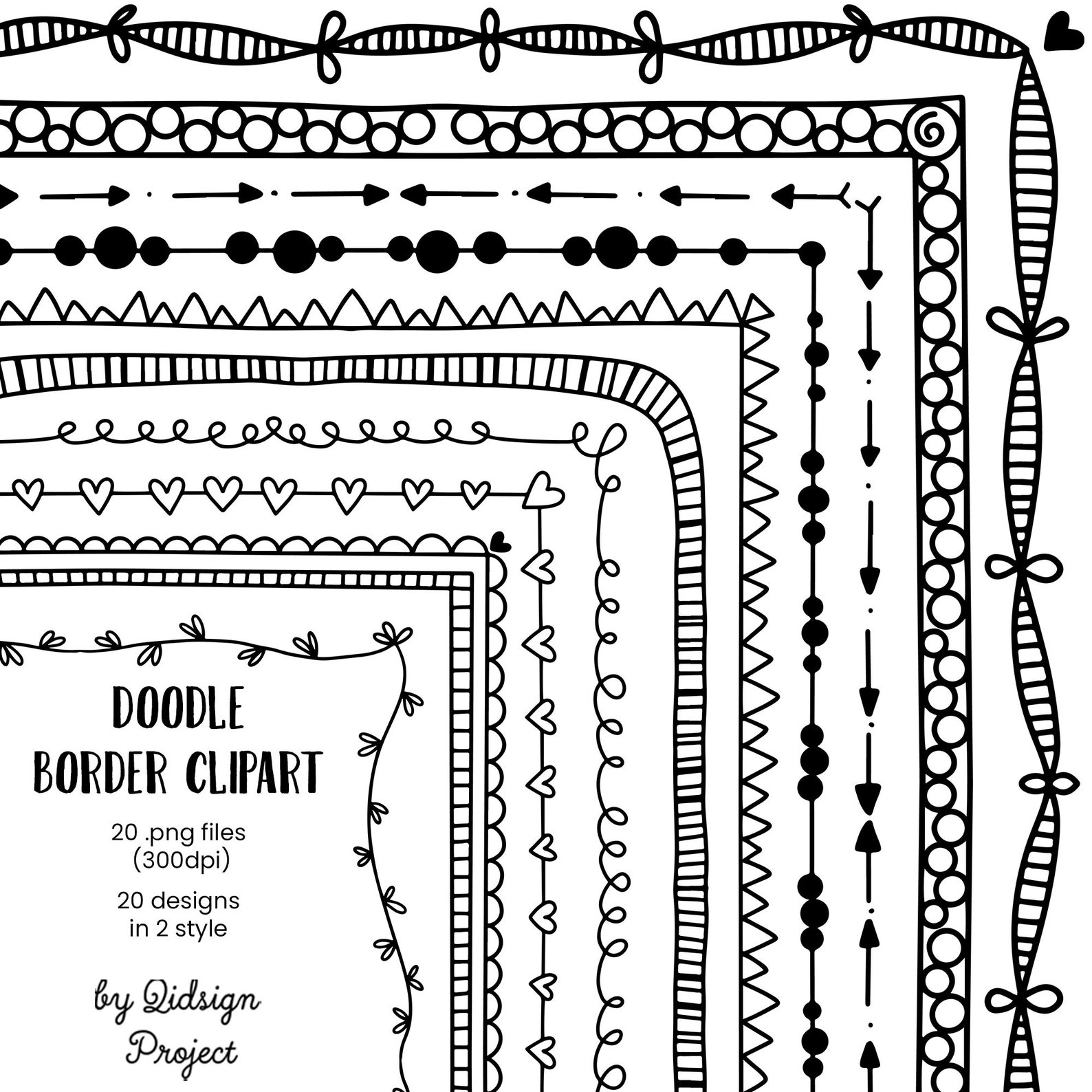 Hand Drawn Black Doodle Border, Doodle Border Planner, Page Border ...
