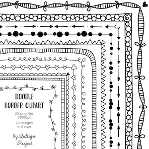 Hand Drawn Black Doodle Border, Doodle Border Planner, Page Border ...