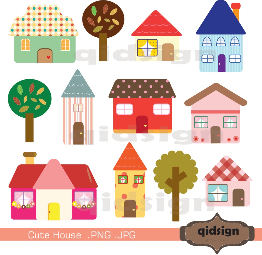 Cute House Clipart Personal and Commercial Usedigital Clipart INSTANT ...