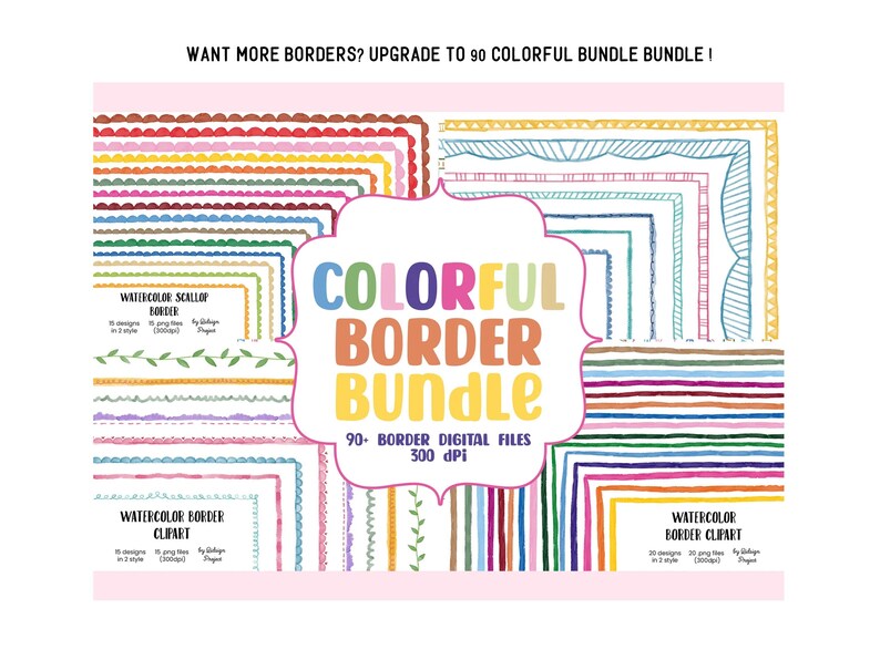 20 Doodle Watercolor Border, Decorative Elements, Page Border Journal ...