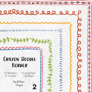 12 Crayon Doodle Border, Decorative Element, Crayon Brush Strokes, Page Border, Scrapbook Blog ...