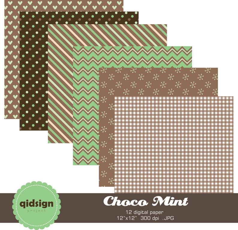 Mint Brown Chocolate Digital Paper Pack Personal and Commercial Use ...