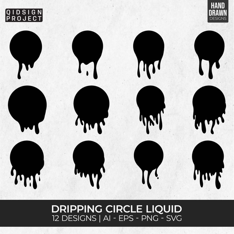 12 Dripping Circle Liquid Dripping Svg Dripping Borders - Etsy