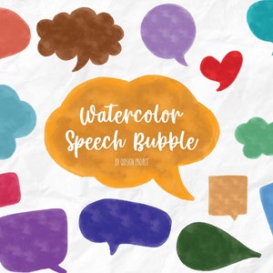 15 Watercolor Speech Bubble, Watercolor Clipart, Speech Bubbles, Speak ...