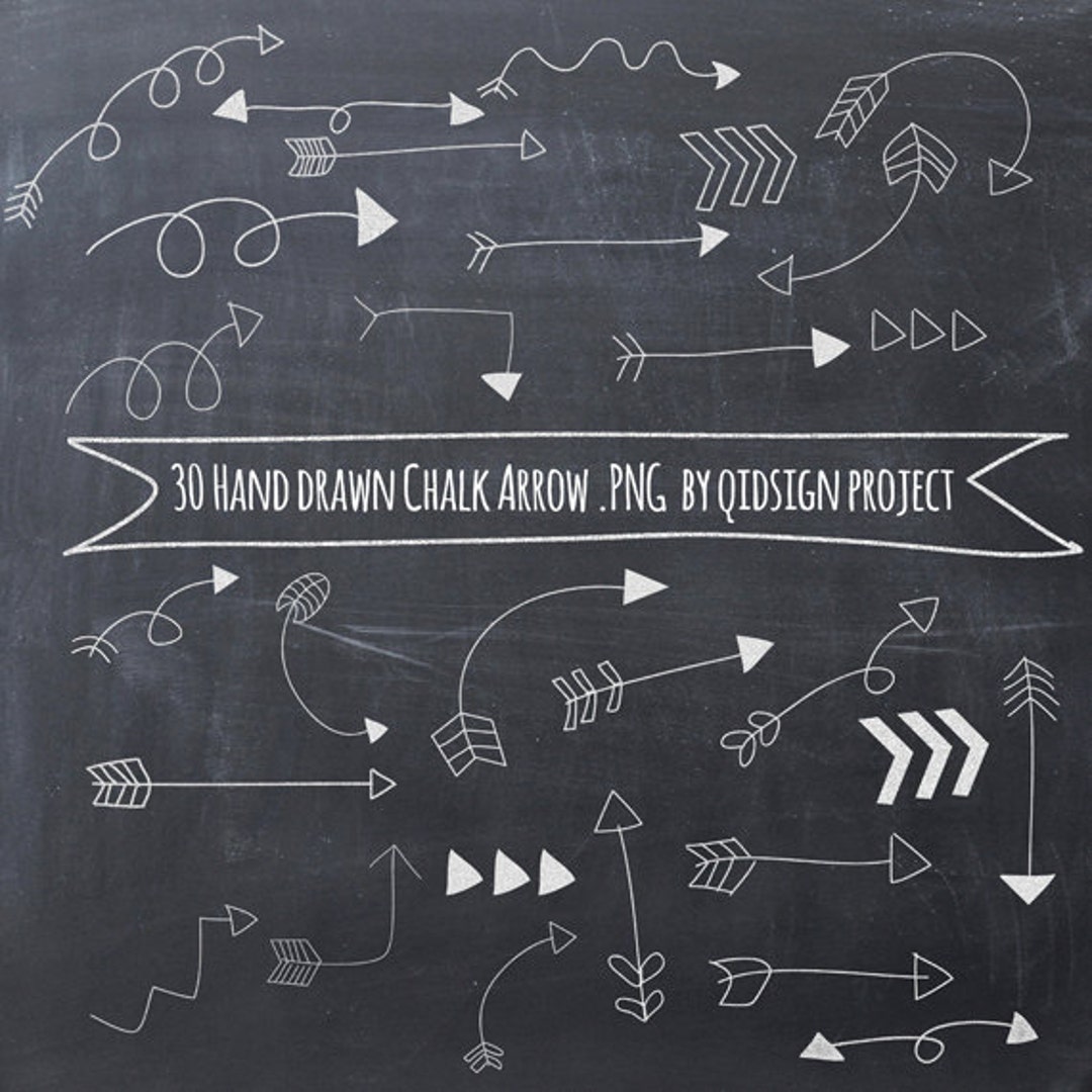 Chalkboard Arrow Clipart, Chalk Doodles, White Arrow Clipart, Arrows ...