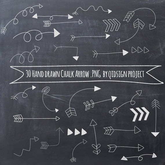 Chalkboard arrow clipart, chalk doodles, white arrow clipart, arrows ...