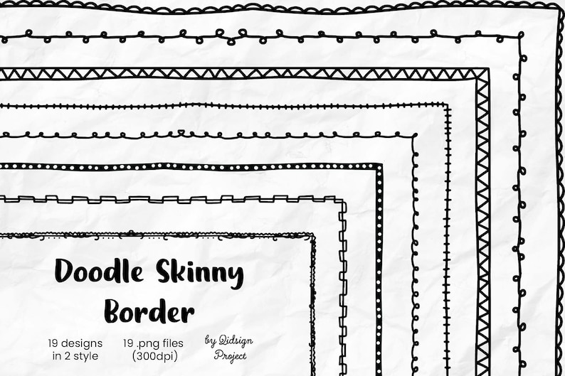 19 Doodle Skinny Border Decorative Element Border Png - Etsy