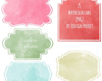 25 Watercolor Labels Clipart Scrapbook embellish Blog Graphics