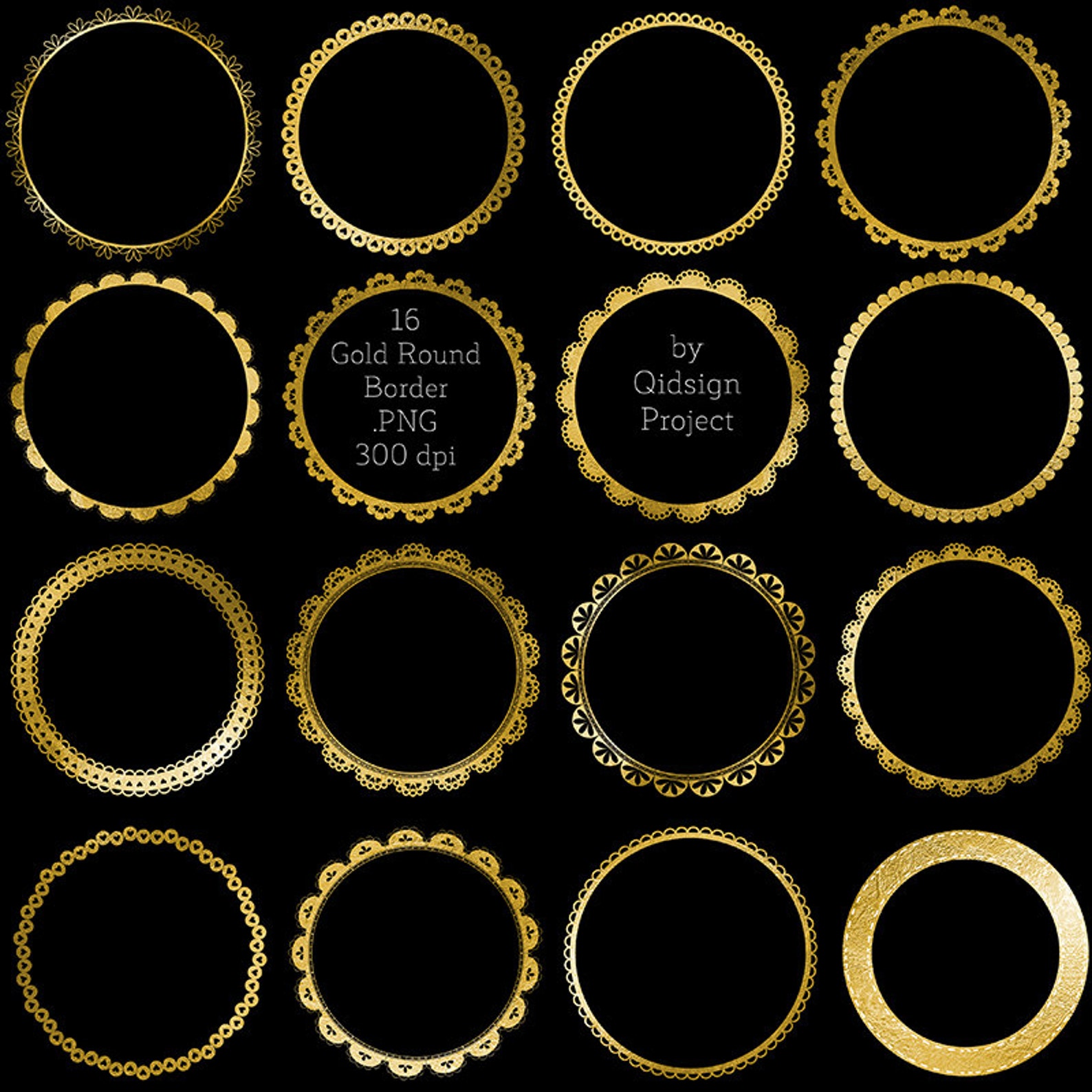 Gold Frames Clipart, Gold Circle Borders Clipart Gold Round Border Gold ...