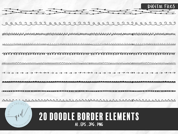 20 Doodle Border Elements Hand Drawn Line Border Frame - Etsy