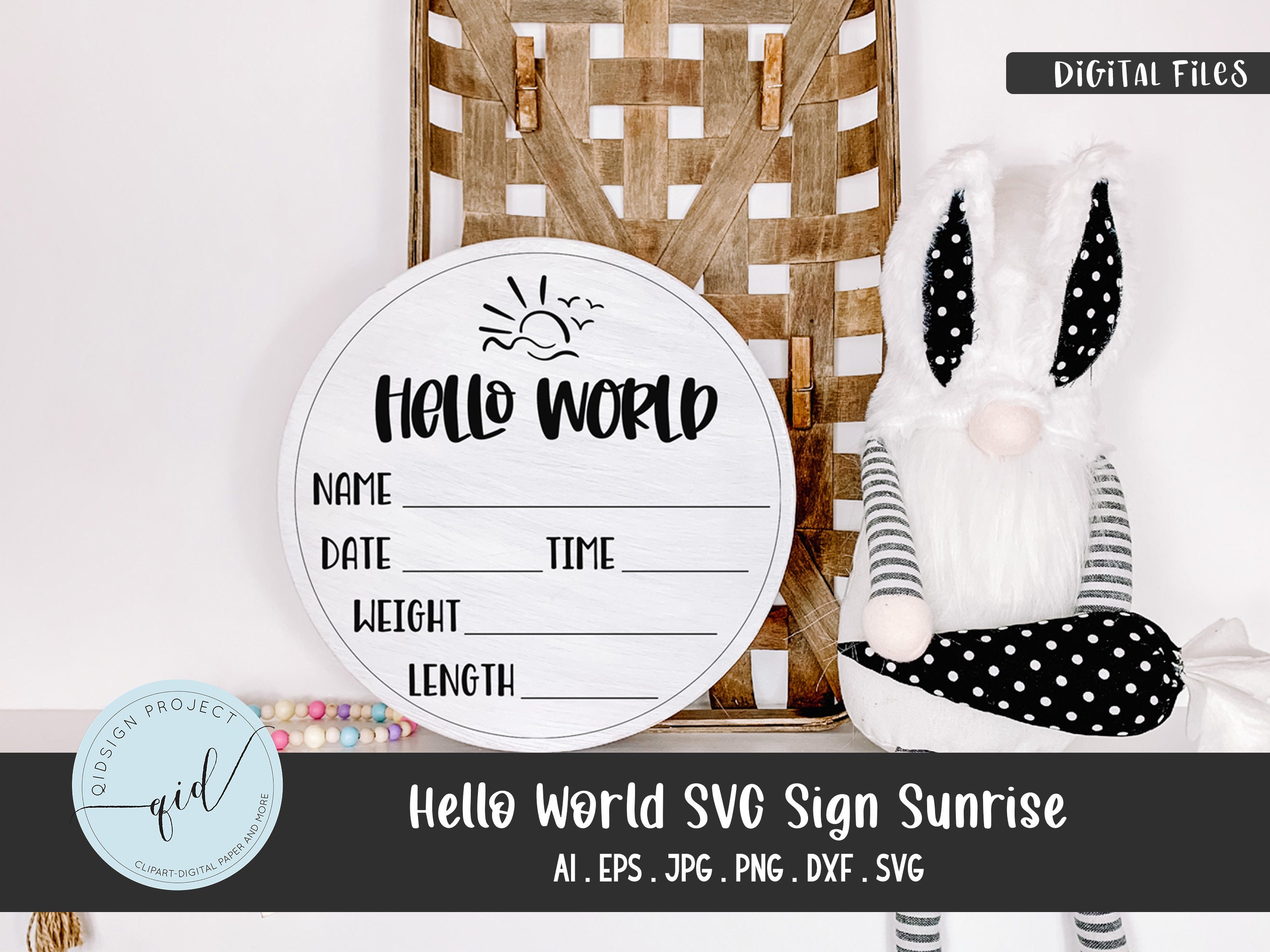 Hello World SVG Sign Sunrise Baby Birth Stats Baby Milestone - Etsy