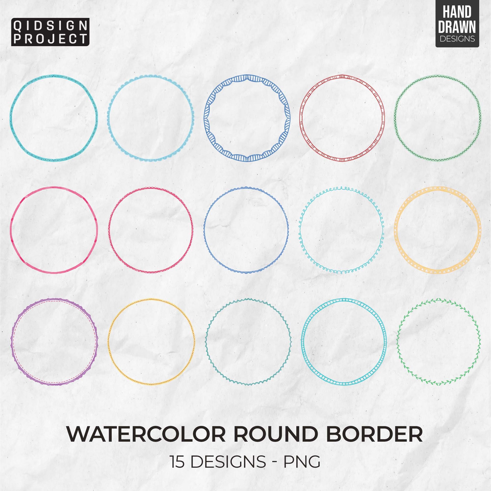 15 Watercolor Round Border, Circle Frame Clipart, Wedding Monogram ...