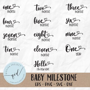 13 Baby Milestone SVG, Monthly Milestone SVG, Hello World SVG, Clipart ...