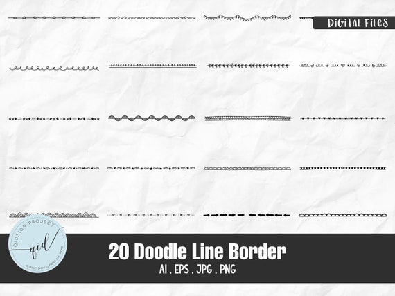 20 Doodle Line Border, Decorative Elements, Scrapbook embellish ...
