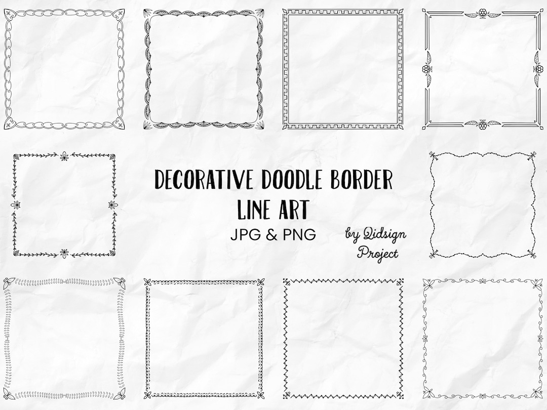 10 Decorative Doodle Border Line Art, Decorative Elements, Page Border ...