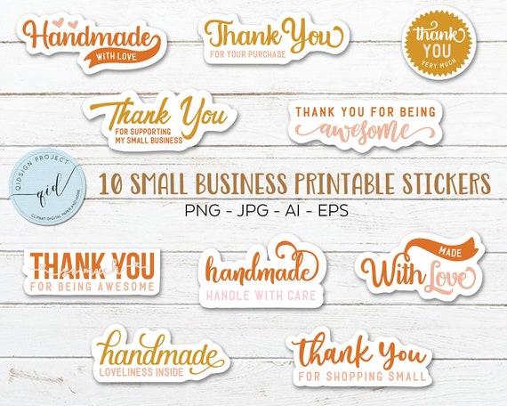 Small business stickers printable, thank you stickers for small ...