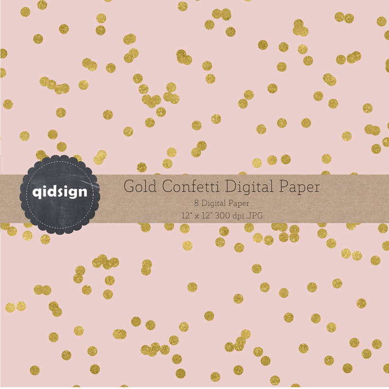 Gold Confetti Digital Paper Scrapbooking Invitation Background - Etsy