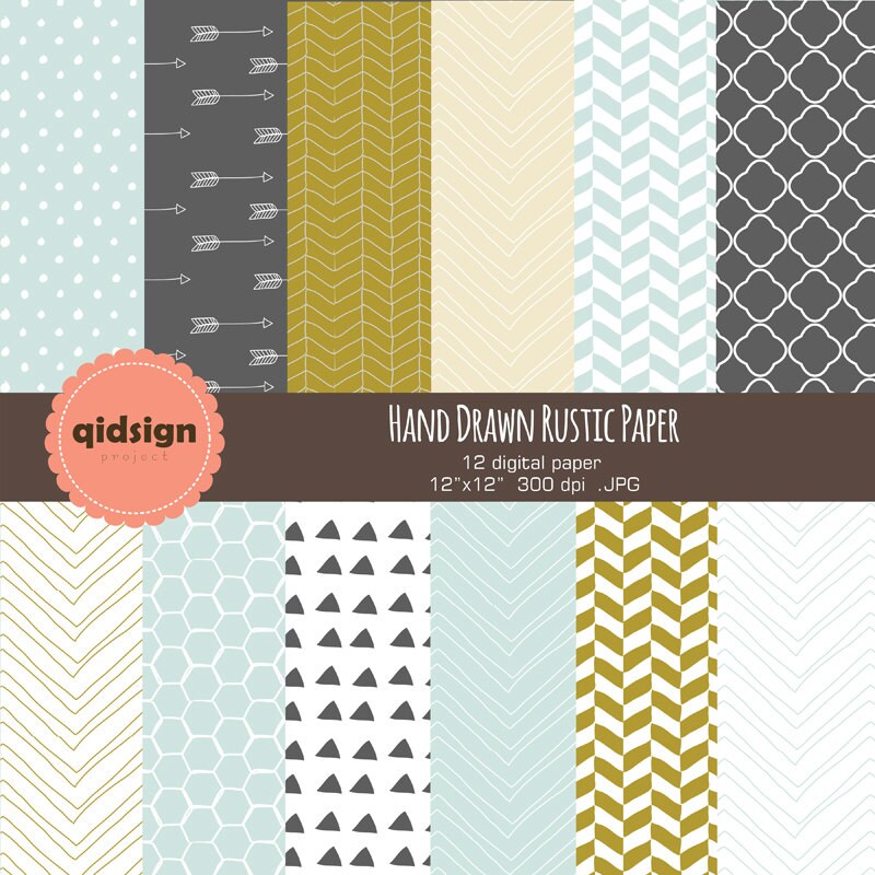 Hand Drawn Rustic Digital Paper Chevron Herringbone Arrow - Etsy