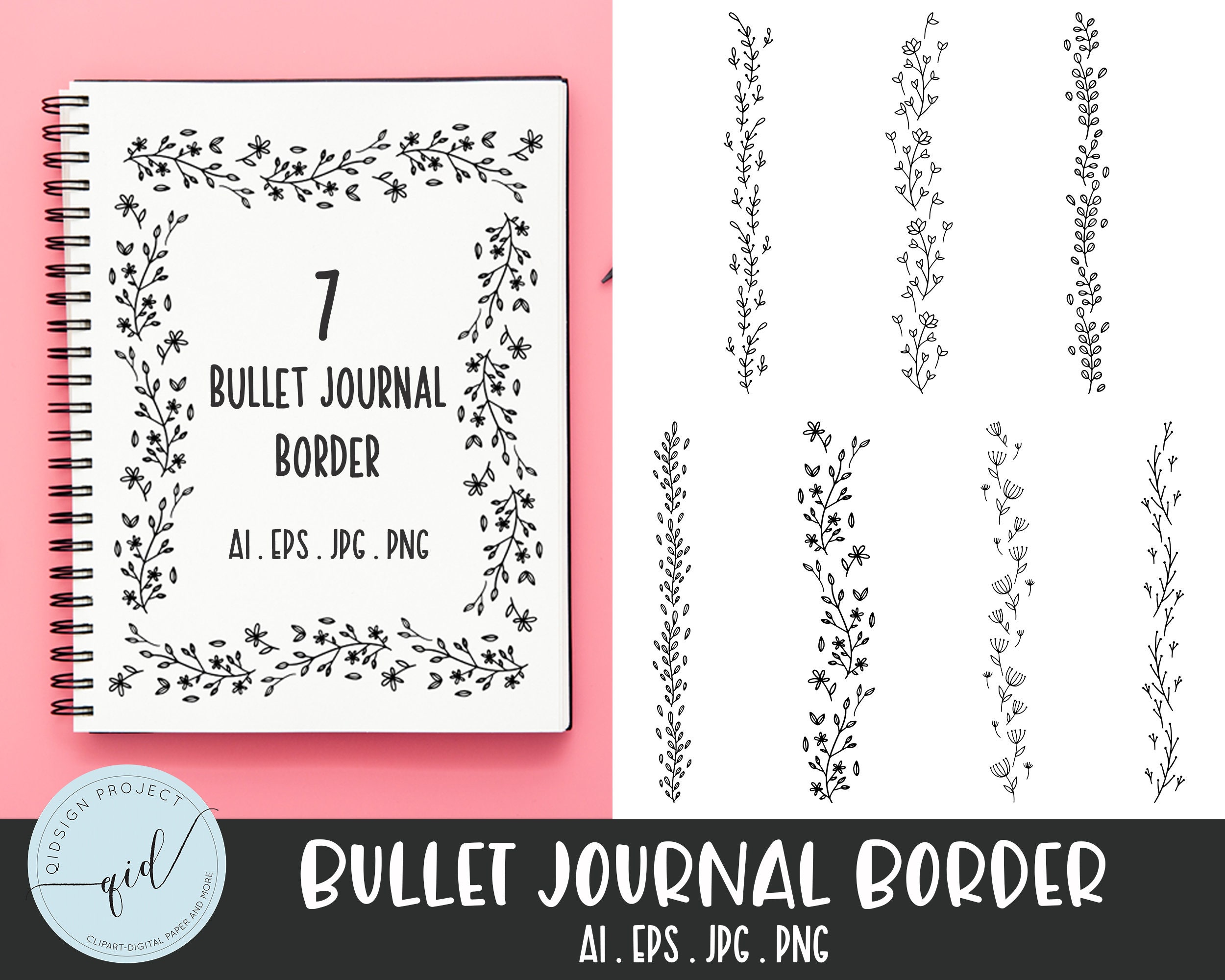 Hand Drawn Black Doodle Border Clipart, Page Border, Decorative Frames ...