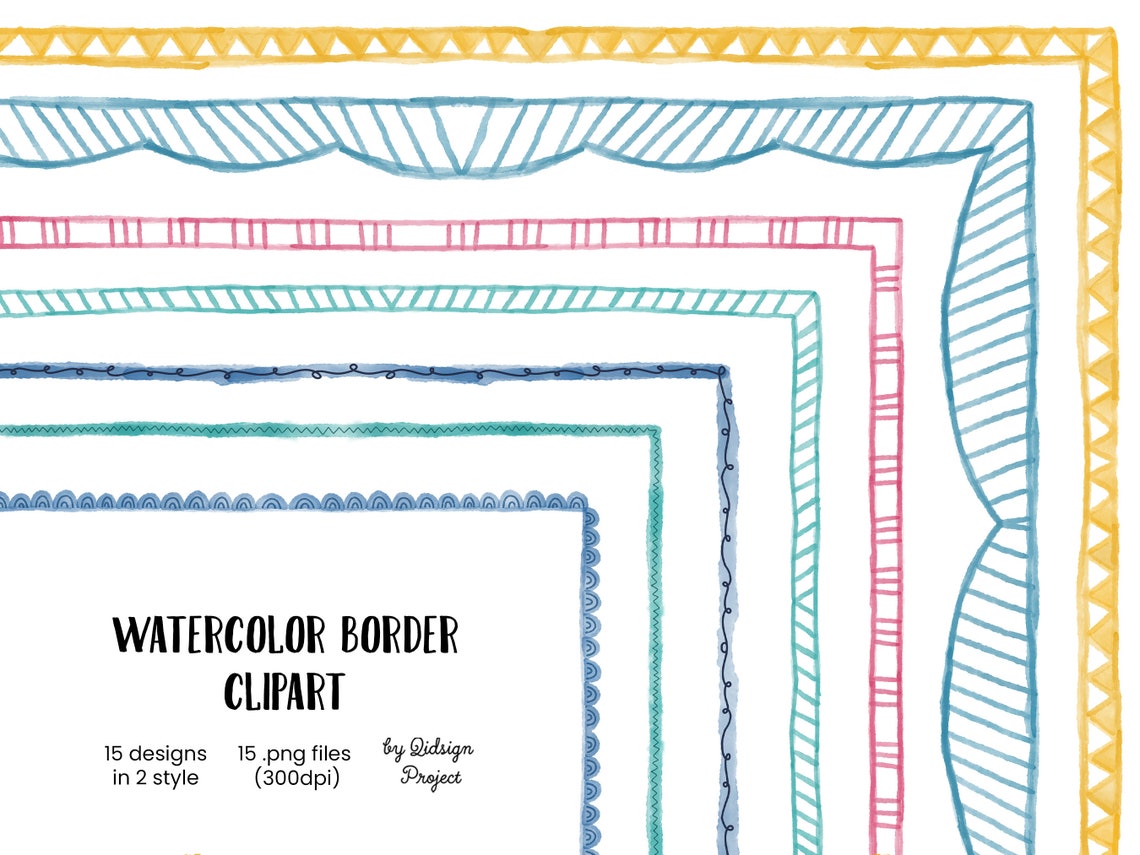 15 Doodle Watercolor Border Vol. 2 Watercolor Brush Strokes - Etsy