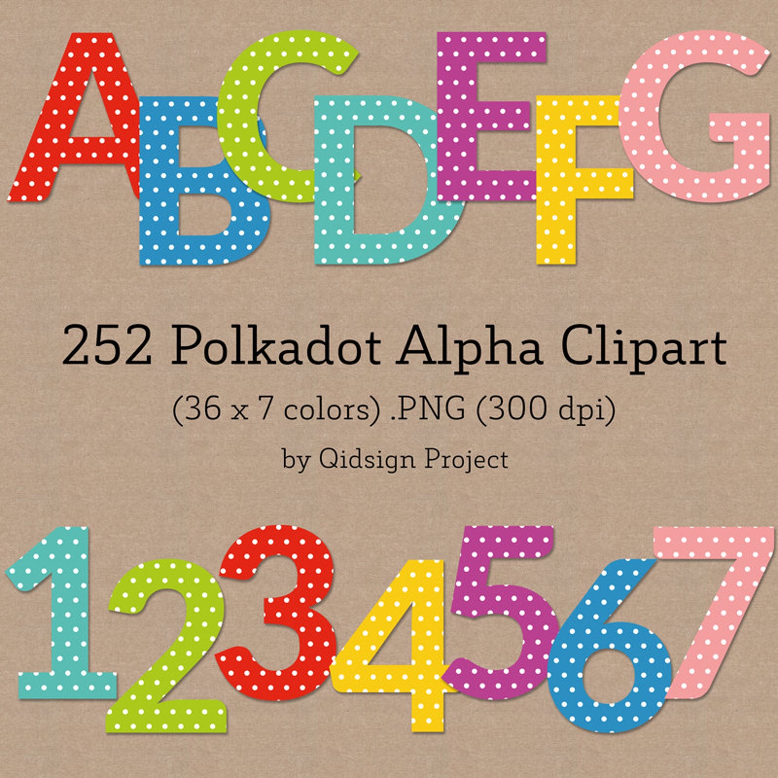 252 Polkadots Alphabet Clipart Scrapbook Alphabet Digital Alphabet ABC ...
