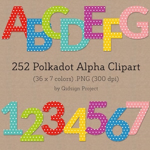252 Polkadots Alphabet Clipart Scrapbook Alphabet Digital Alphabet ABC ...