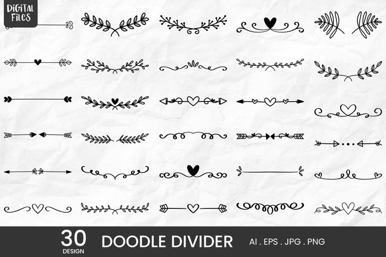 Doodle Divider With 30 Variations Scrapbooking Wedding Invitation ...