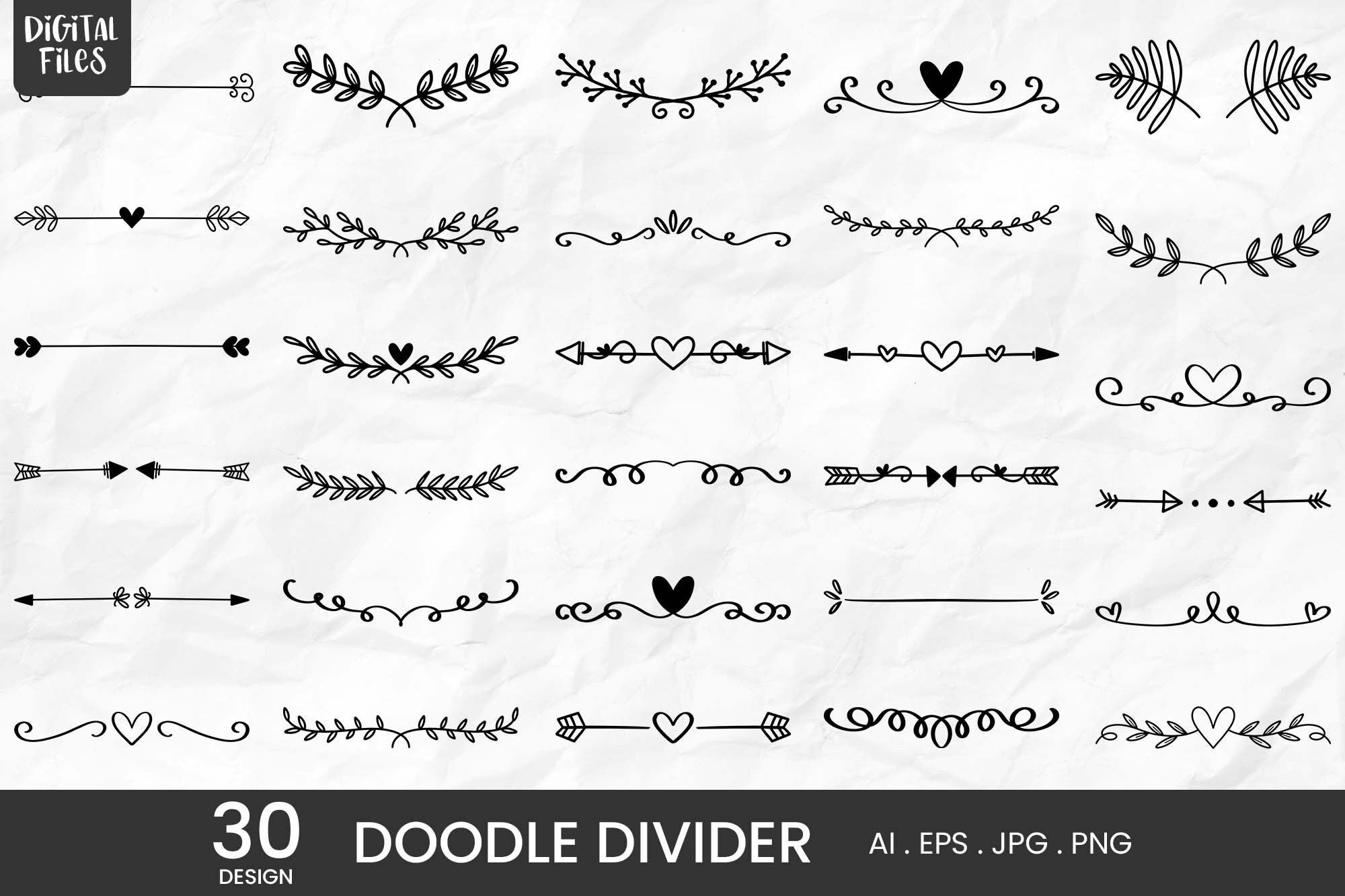 Doodle Divider With 30 Variations Scrapbooking Wedding Invitation ...