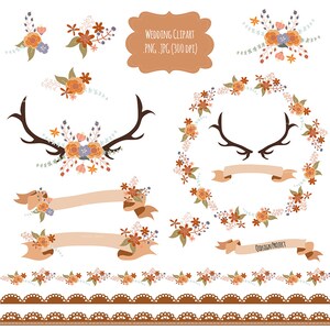 Wedding Clipart Floral Frames Bouquet Clipart Save the Date Floral ...