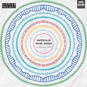 15 Watercolor Round Border, Circle Frame Clipart, Wedding Monogram ...