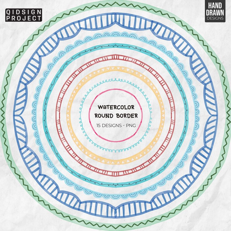 15 Watercolor Round Border Circle Frame Clipart Wedding - Etsy